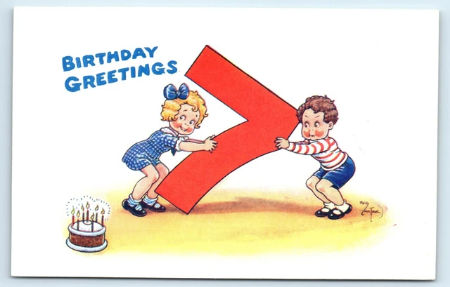 POSTCARD REG CARTER - COMIC 7TH BIRTHDAY CARD CHILDREN B P Co ltd £4.00 ...