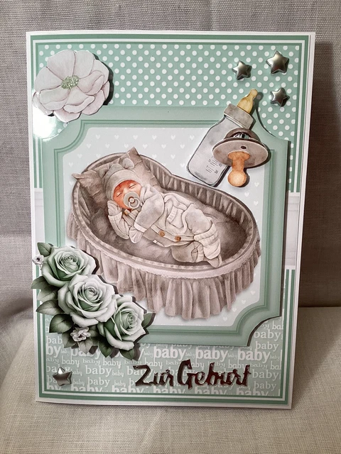 3D GRUSSKARTEN GLÜCKWUNSCH Karten Zur Geburt Junge Karte edle Handarbeit EUR 8,99 - PicClick DE