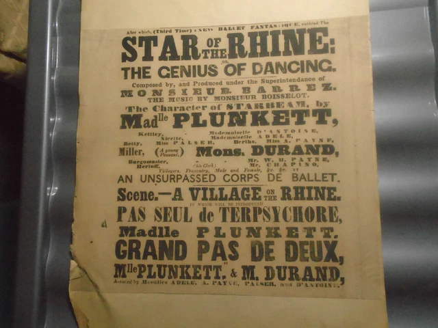 C1850 ANTIQUE PLAYBILL Ballet of the Rhine Xavier Boisselot Composer ...