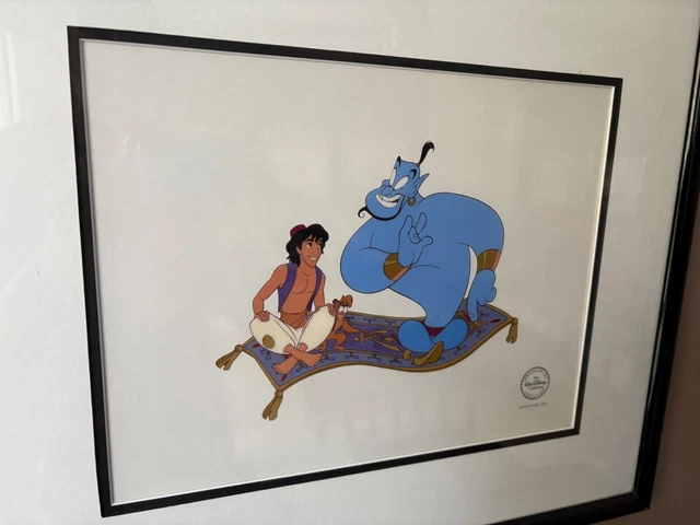 DISNEY GOLDEN AGE original animation LE cel Aladdin and the genie ...