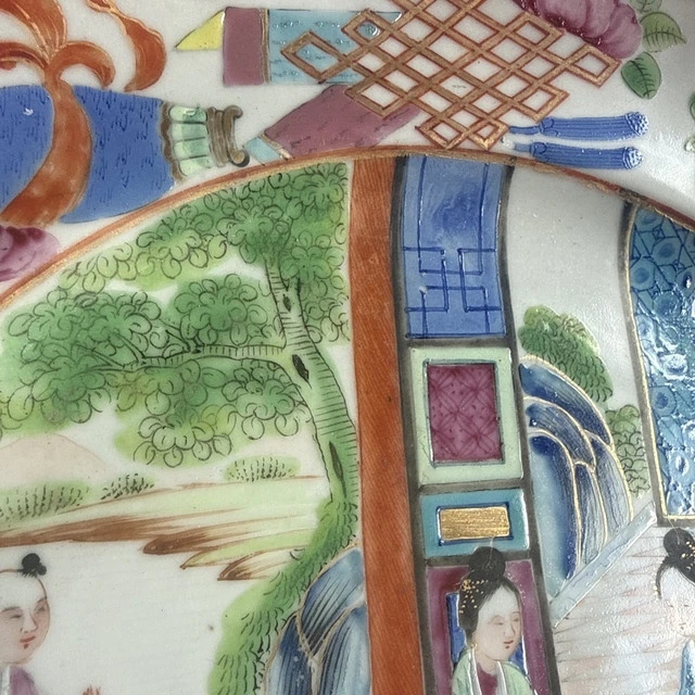 ANTIQUE CHINESE FAMILLE Rose Porcelain Charger Plate Hand Painted ...