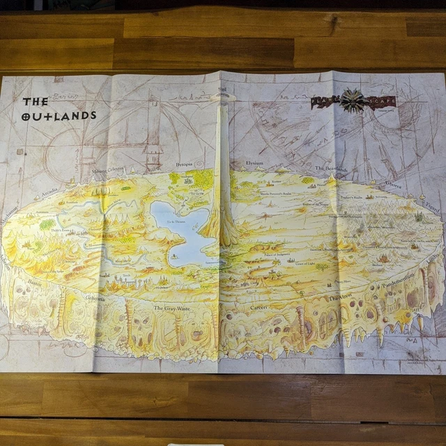 1994 TSR DND The Outlands Map Planescape Double Sided Poster 32" X 21 ...