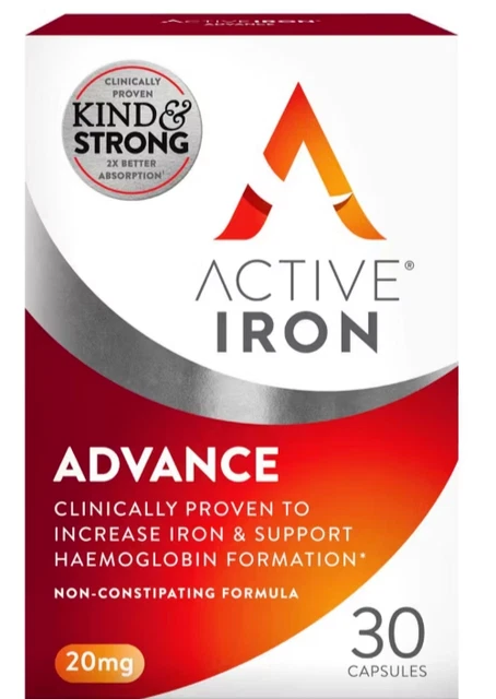 ACTIVE IRON ADVANCE Capsules, 20mg, non-constipating formula, 30 ...