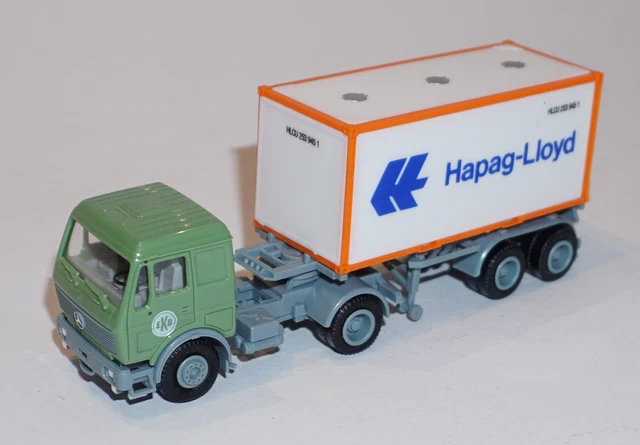 HERPA TRACTEUR MERCEDES + semi porte-container 20ft "Hapag Lloyd" HO 1/87 EUR 27,50 - PicClick FR