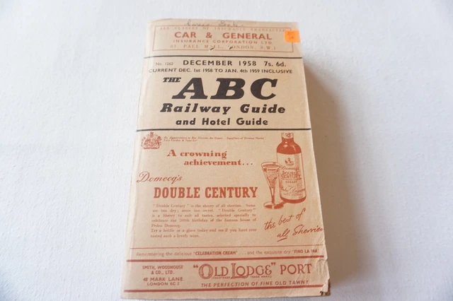 DEC 1958 ABC Rail Guide Railway & Hotel Timetable Similar to Bradshaws ...