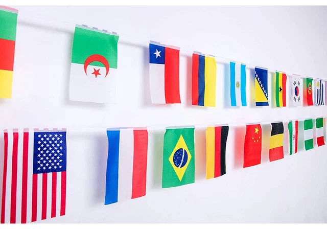 INTERNATIONAL FLAGS OF The World 100 Countries Pennant Bunting World ...