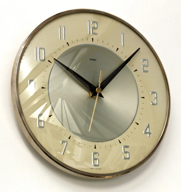 VINTAGE 21CM METAMEC Wall Clock - Retro Mid Century Atomic 1960s White ...