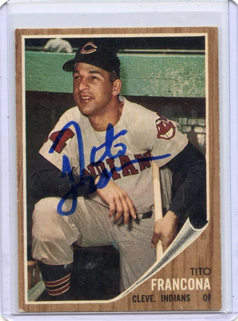 1962 TOPPS BASEBALL #97 Tito Francona Autographe, Indians Cleveland ...