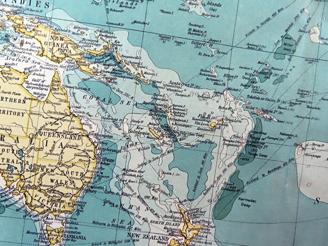 MAP OF PACIFIC Ocean Steamship Routes Shipping Lines Post WW1 Antique ...
