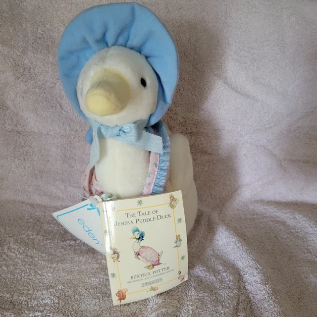 VINTAGE EDEN JEMIMA Puddle Duck 10" Plush with Book Beatrix Potter ...