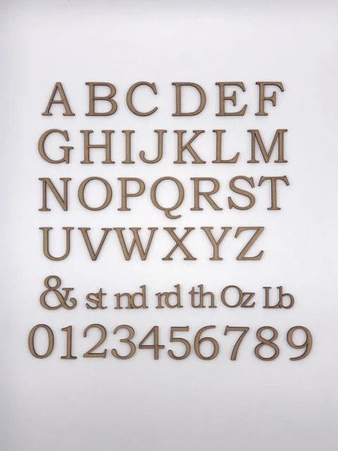 WOODEN LETTERS & Numbers 3cm Laser Cut Embelishments Shapes MDF EUR 3 ...