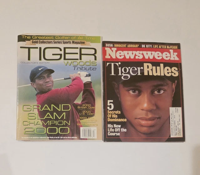 2001 JUNE 18 Tiger (Woods) Rules, Newsweek Magazine & Tributes Gold ...