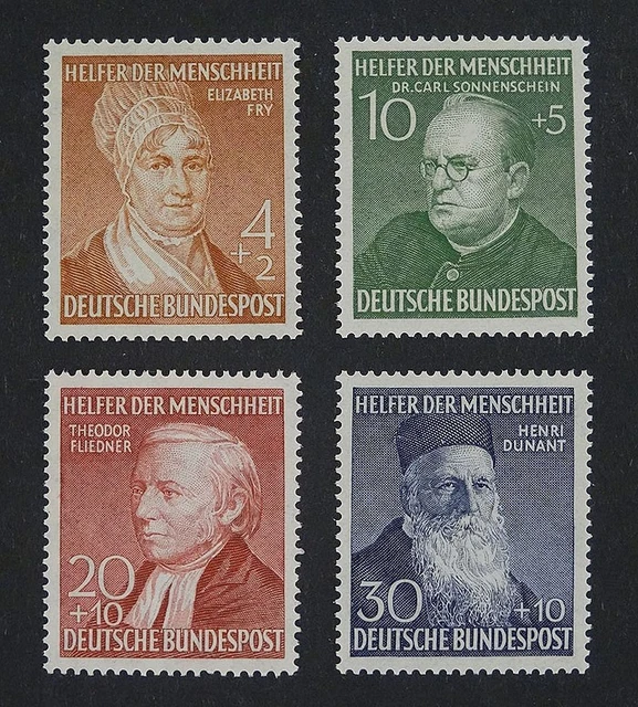 BUND 156-59 ** Wohlfahrt 1952, Helfer der Menschheit, postfrisch, KW ...