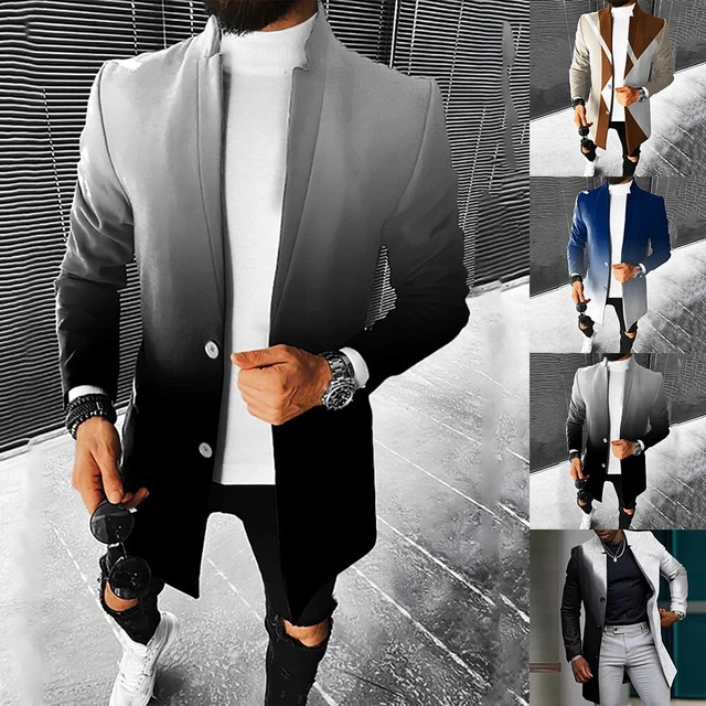 CAPPOTTO LUNGO FORMALE sofisticato frangivento trincea giacca uomo una ...