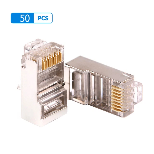 CAT6 CRYSTAL RJ45 Modular Network Connector Adapter w/Metal Shield ...
