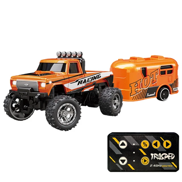 REMOTE CONTROL TRUCK with Lights & Trailer Mini Off-Road Climbing Car 1 ...