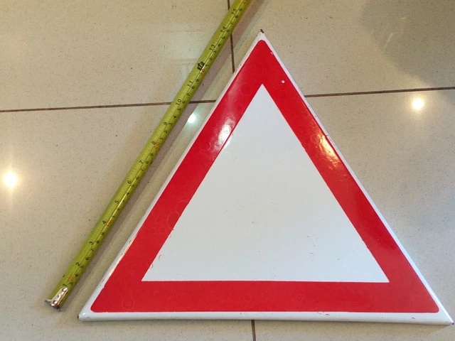 VINTAGE ENAMEL SIGN 1960s Triangular Metal Road Sign Approx cm 38 x 38 ...