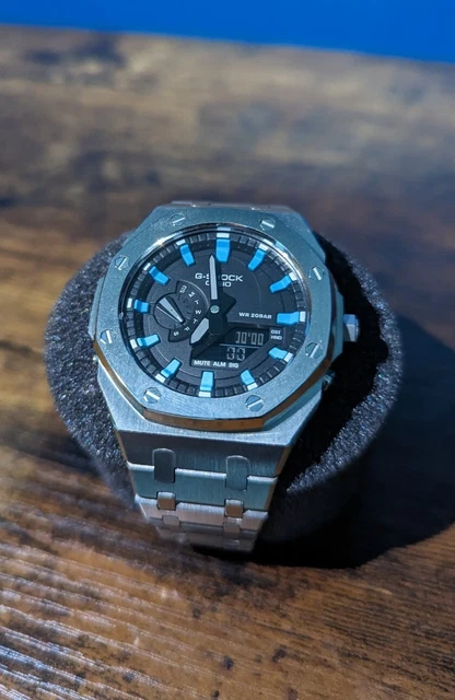 CASIOAK G-SHOCK GA2100 AP Royal Oak Custom Modded Watch Silver Black ...