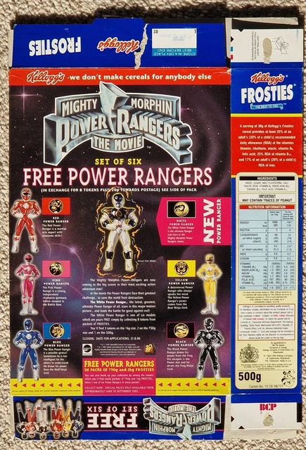 1995 KELLOGGS CEREAL Frosties Power Rangers The Movie Figures Packet £ ...