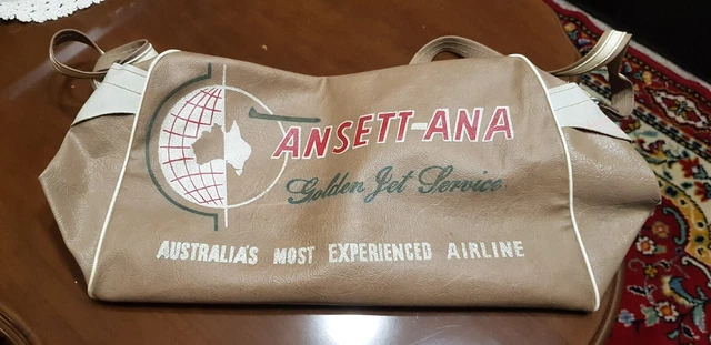 VINTAGE ANSETT - Ana Airlines Australia Golden Jet Service Travel Bag ...