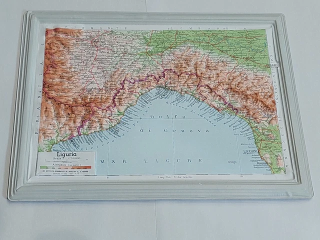 CARTA GEOGRAFICA PLASTIFICATA rilievo - liguria - scala 1 : 1250000 EUR ...