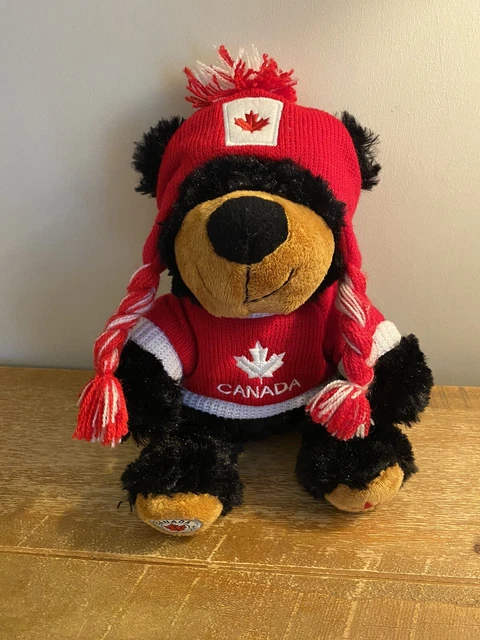 SNOWCAP TRADING BROWN Canada Teddy Bear Soft Toy 11” Red & White Jumper ...