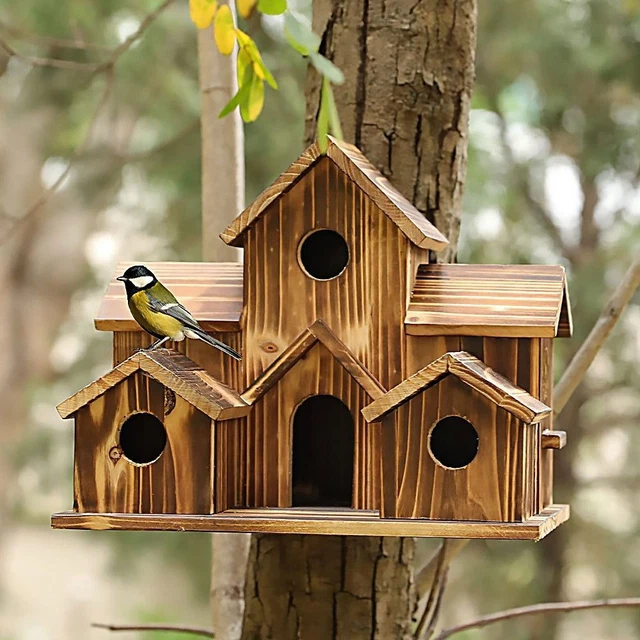 WOOD HANGING TREE Birdhouses Natural Bird Cages Wooden Bird House ...