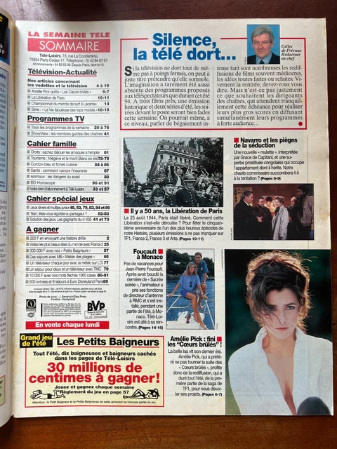 TÉLÉ LOISIRS 20/08/1994; Isa; Amélie Pick/ Navarro/ M. Griffith et Don ...