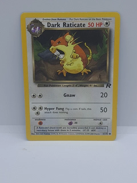 POKEMON TCG WOTC Team Rocket Set Dark Raticate 51/82 EUR 1,43 - PicClick IT