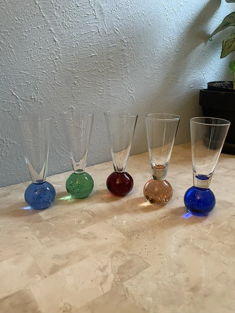 FIREBALL SHOT GLASS Circleware Colorful Ball Bottom 5 Piece Set 2oz ...
