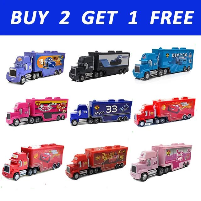 DISNEY PIXAR CARS Container Hauler King Cruz Truck Toys Mack Lightning ...