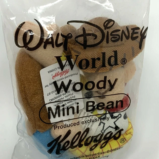 WALT DISNEY WORLD Mini Bean Kellogg's Toy Story Woody 2001 Pixar New in ...