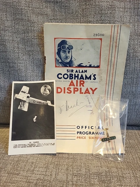 SIR ALAN COBHAMS National Aviation Air Display Signed Programme & Card ...
