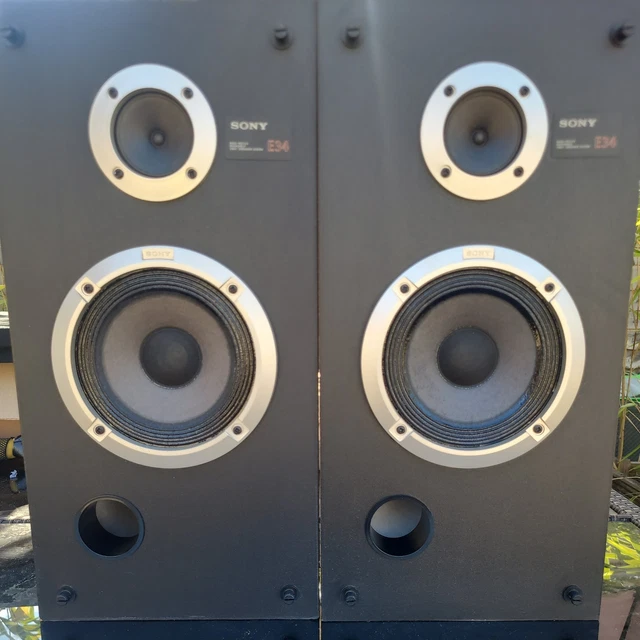 SONY VINTAGE STEREO Speakers SS-E34 1984 Bookshelf 30W / 50W 8 Ohm Bass ...