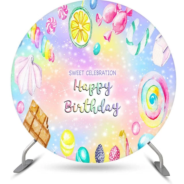 SWEET CELEBRATION CANDY Round Birthday Backdrop $35.97 - PicClick AU