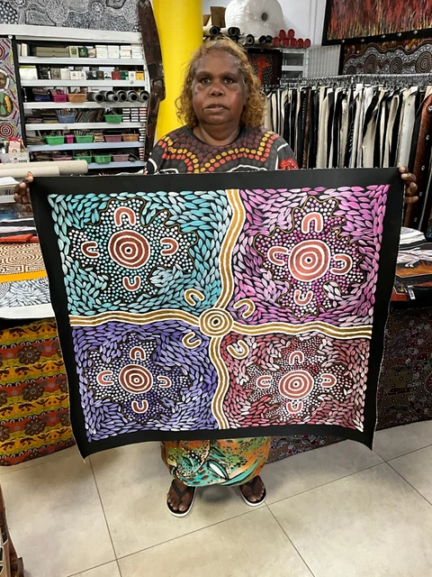 SHARON BUTCHER NAPANANGKA Aboriginal Artist WOMEN SITTING BUSH MEDICINE ...