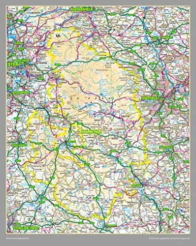 THE PEAK DISTRICT National Park Wall Map Poster 105 x 84 cms Laminated ...