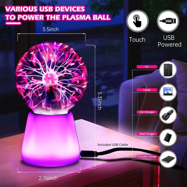 PLASMA BALL,7 COLORS Magic Plasma Ball Lava Lamp with Touch Sensitive ...