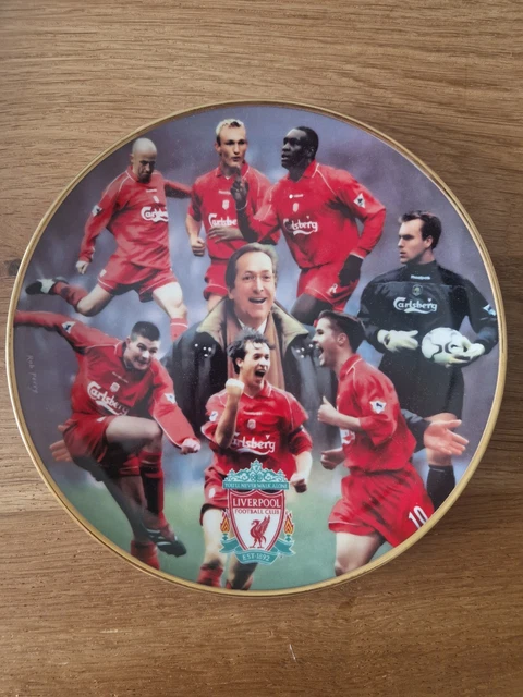 LIVERPOOL FOOTBALL CLUB Commemorative Plate by Rob Perry 2001 Treble ...