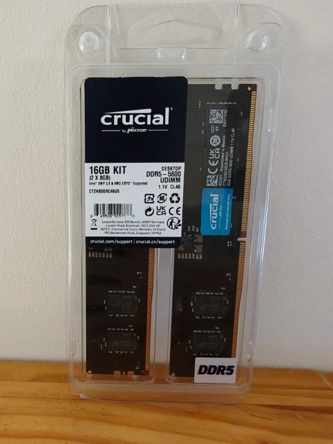 CRUCIAL 16GB 2X8 GB DDR5 5600MHZ Desktop Memory RAM £99.50 - PicClick UK