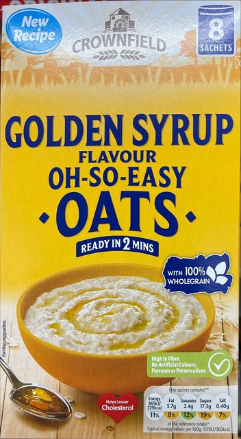 CROWNFIELD GOLDEN SYRUP flavour OH-SO-EASY Oats 100% wholegrain 24 ...