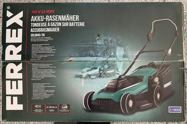 FERREX 40V AKKU-RASENMÄHER GDLM40/36 mit 40V Akku und 20/40V Ladegerät ...