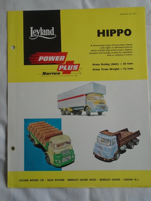 LEYLAND HIPPO BROCHURE Aug 1963 English text ref 783f £10.00 - PicClick UK