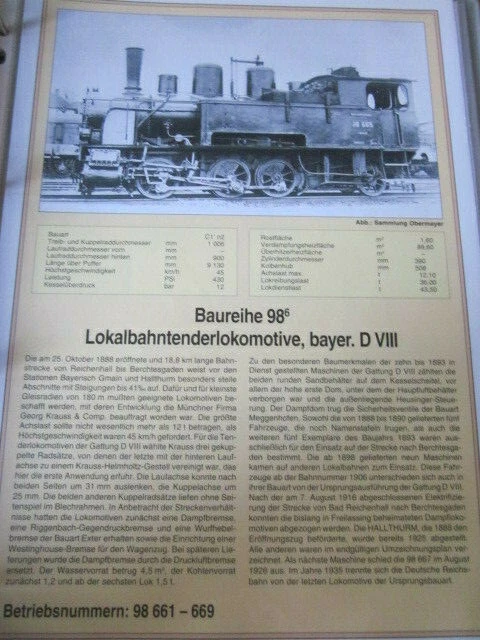 DAMPFLOK TYPENBLATT RISSZEICHNUNG 1:87 BR 98.6 Bayer D VIII DRG EUR 3 ...