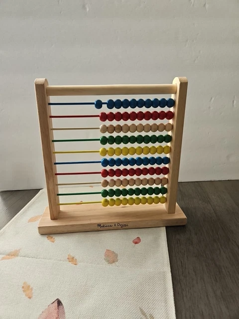 MELISSA & DOUG Abacus Wooden Counting Toy Educational 100 Colored Beads ...