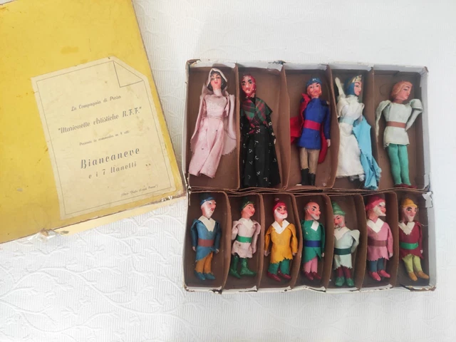 MARIONETTE ANTICHE. BIANCANEVE e i sette nani. Old vintage puppet ...