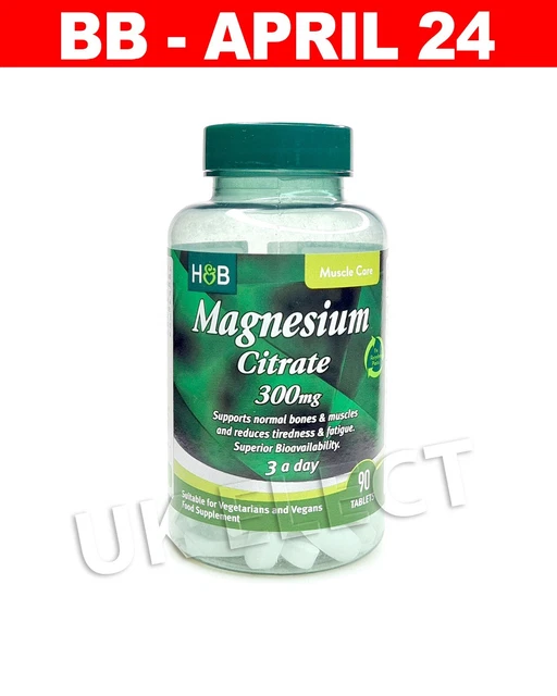 180X HOLLAND & Barrett Magnesium Citrate 300mg Tablets - BB - APRIL ...