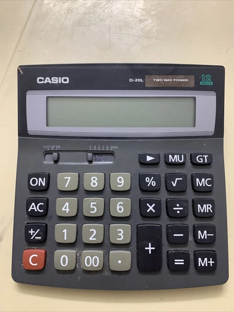 CASIO D-20L ELECTRONIC Calculator 12 Digits Two Way Solar Power Gray £ ...