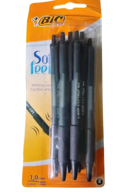 BIC SOFT FEEL Ballpoint Pens, Retractable 1 count (Pack of 6), Black £6 ...