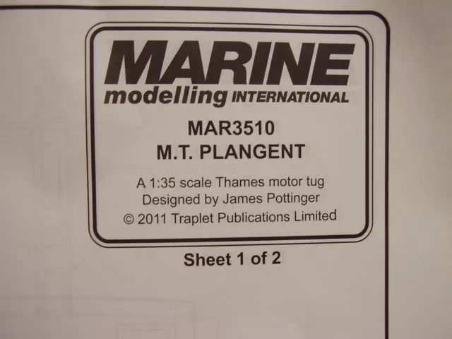 ORIGINAL MODEL BOAT Plan River Thames Tug Plangent 2011 With Build ...